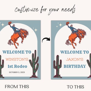 Editable My First Rodeo Birthday Welcome Sign Cowboy 1st Birthday Ideas ...