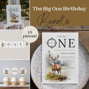 The Big One Deer Birthday Bundle Hunting 1st Birthday Decor Whitetail ...