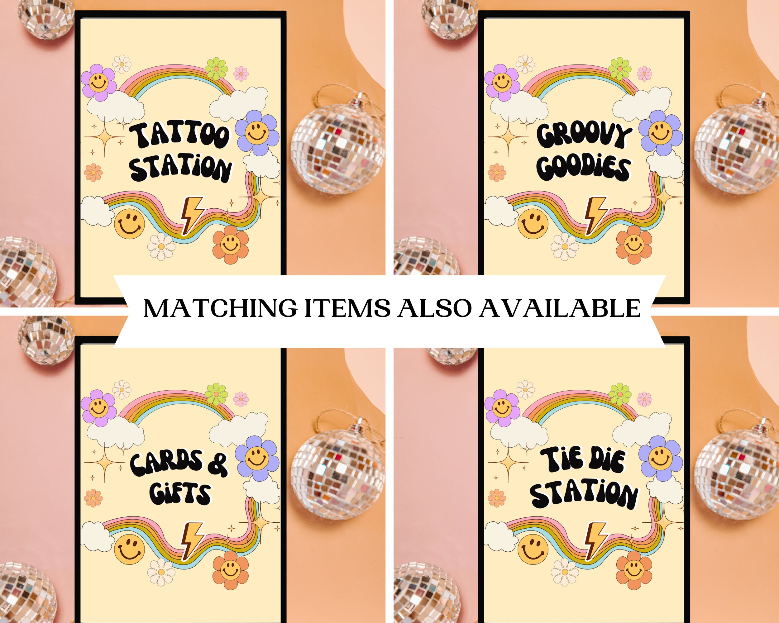 Printable Groovy Birthday Party Decor Groovy Tattoo Station Table Sign ...