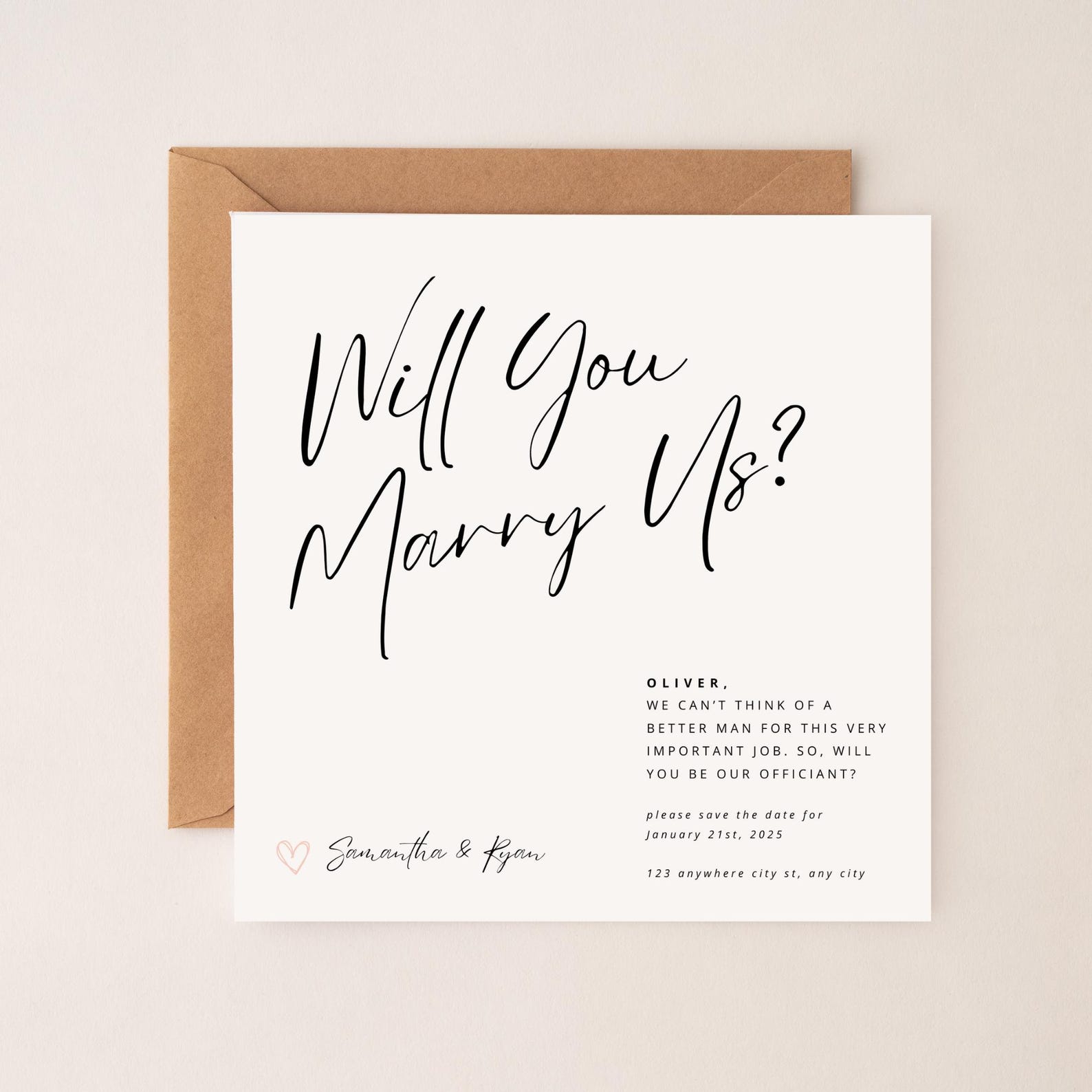 Editable Officiant Proposal Card Template Minimalist Will You Be Our ...