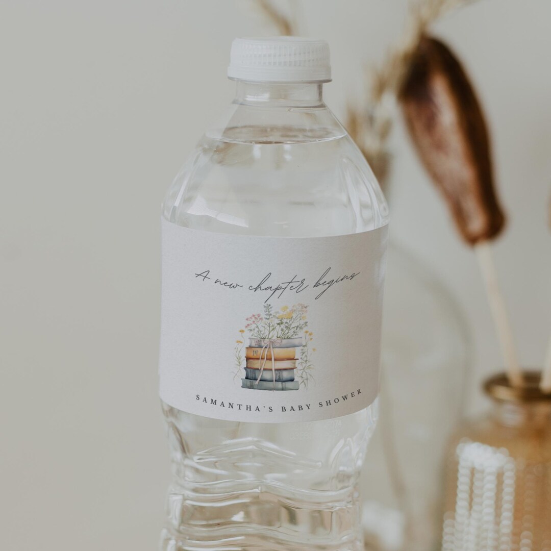 Editable New Chapter Baby Shower Water Bottle Labels A New Chapter ...