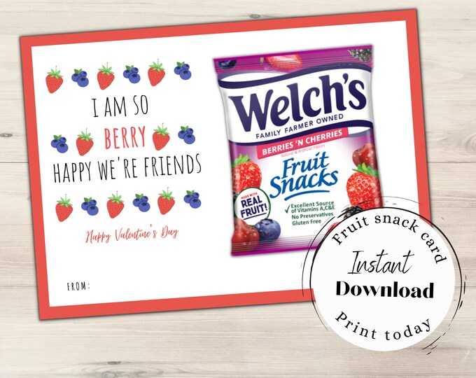 Printable Fruit Snack Valentines Cards "all That and a Bag of Fruit ...