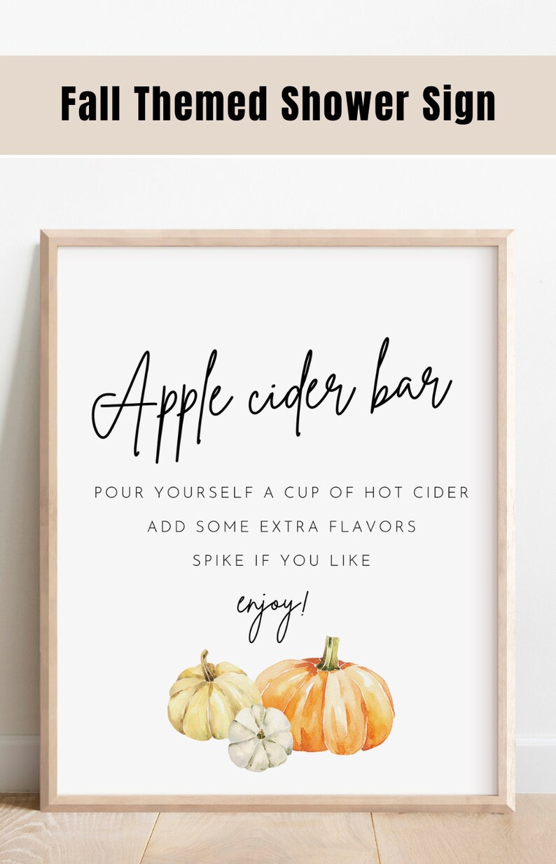 Printable Pumpkin Baby Shower Drink Sign Pumpkin Baby Shower Apple ...