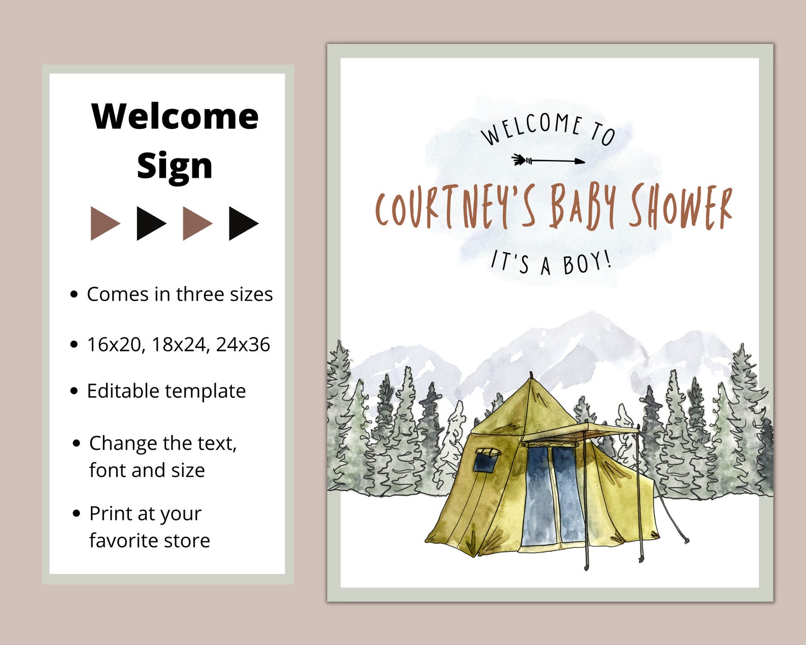 Editable Camping Welcome Sign Three Sizes Camping Baby - Etsy