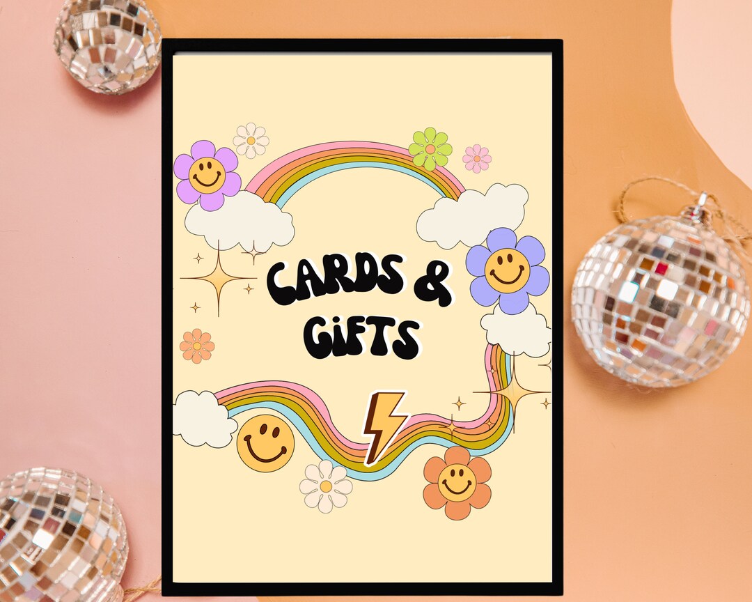 Printable Groovy Birthday Party Decor Groovy Cards and Gifts Table Sign ...