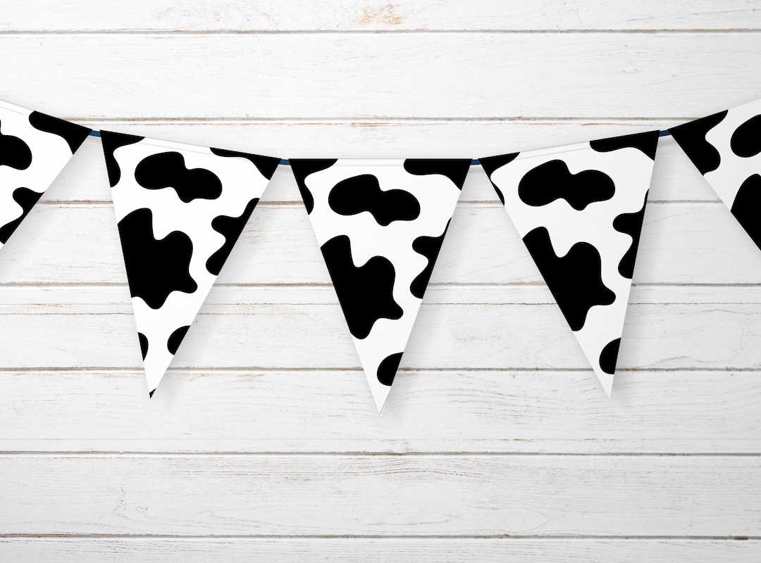 Printable Cow Print Banner Holy Cow Birthday Decor Cow Birthday Bunting ...