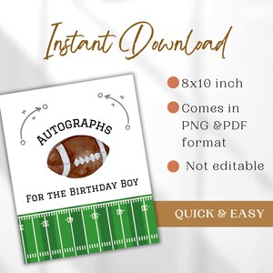 Printable Football Birthday Autograph Sign Football 1st Birthday Decor ...