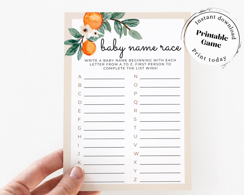 Printable Cutie Baby Shower Game Ideas Baby Name Game Cutie Theme Baby ...