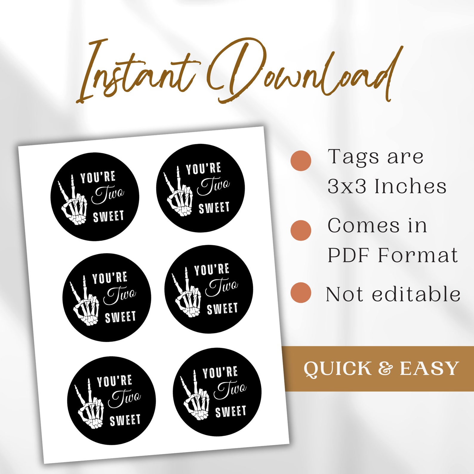 Printable Bad Two the Bone Thank You Tags Bad 2 the Bone Party Favor ...