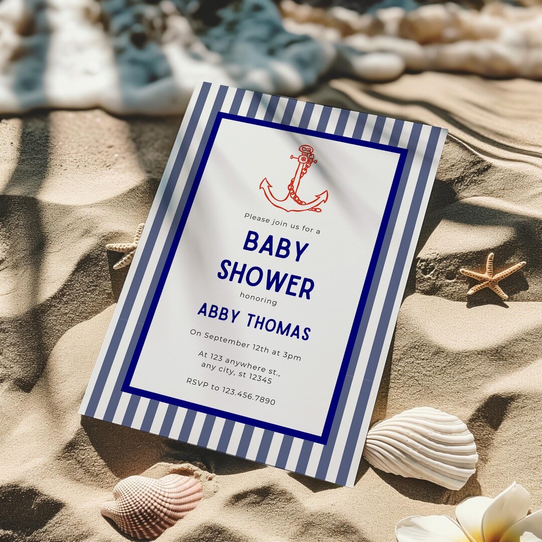 Editable Cape Coastal Baby Shower Invite Boy East Coast Style Baby ...