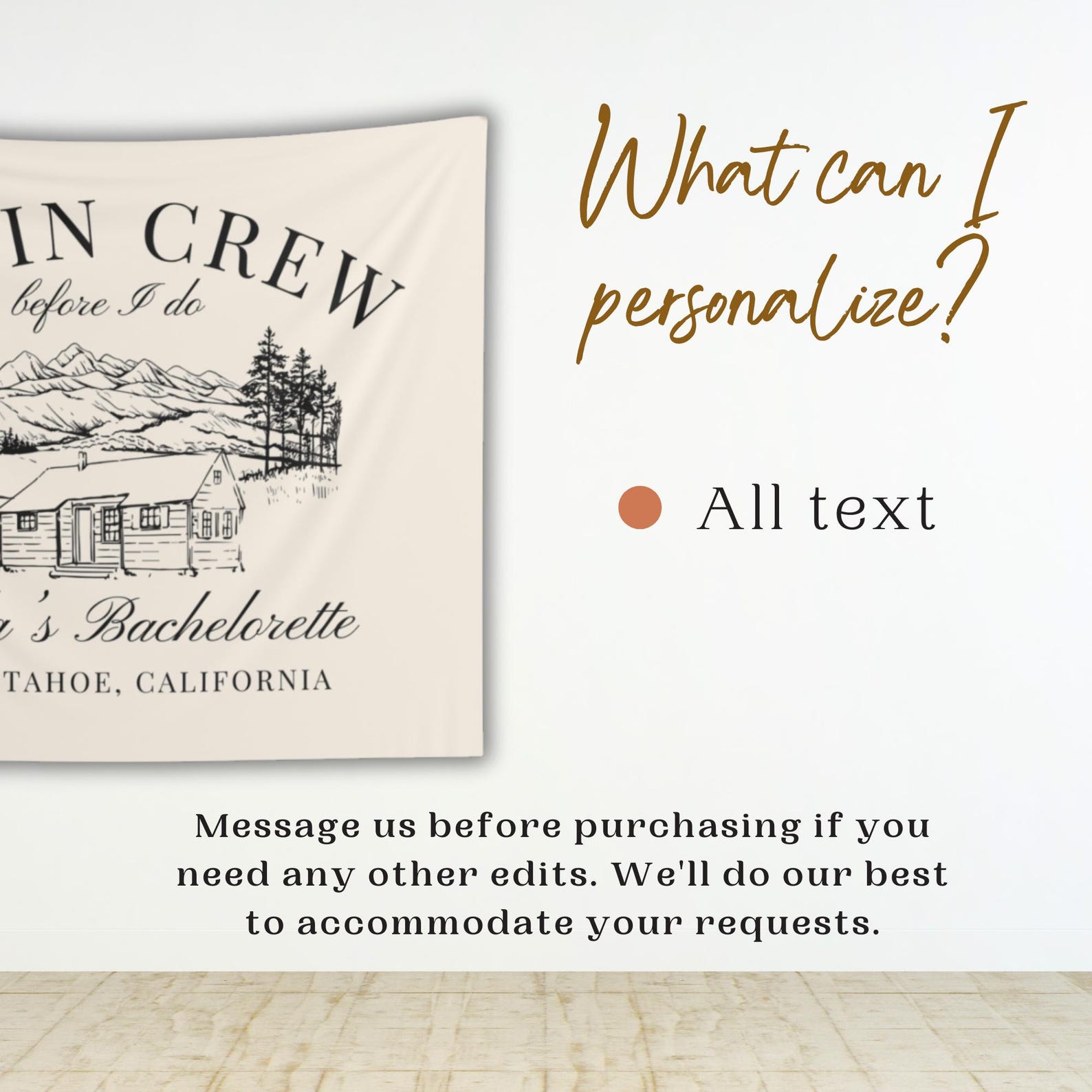 Cabin Crew Bachelorette Wall Tapestry Camp Bach Banner Mountain Getaway ...