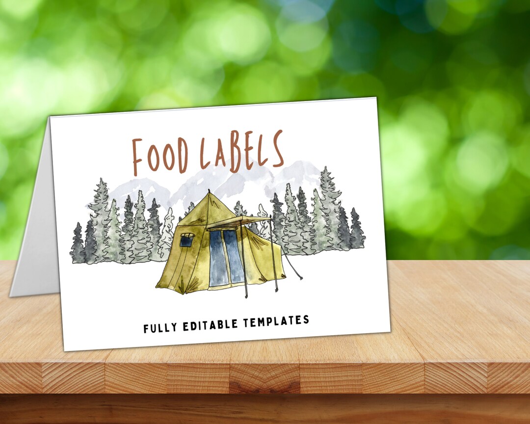 Editable Camping Food Labels, Instant Download, Woodland Food Tags ...
