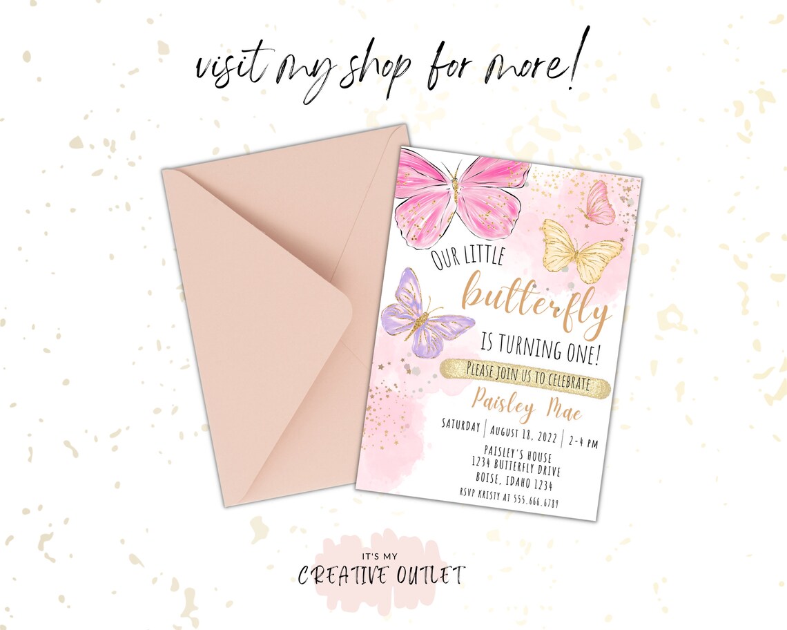 Editable Butterfly Birthday Invitation Girl Butterfly Party - Etsy