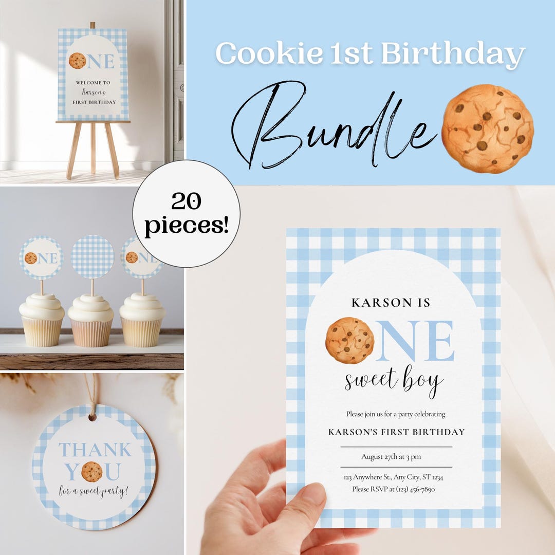 One Sweet Cookie Birthday Bundle Cookie 1st Birthday Decor Sweet One ...