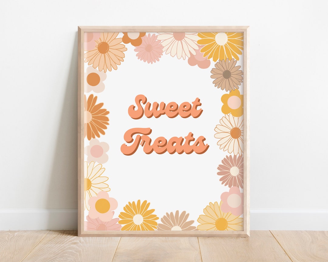 Printable Groovy Sweet Treats Table Sign Retro Daisy Birthday Party for ...