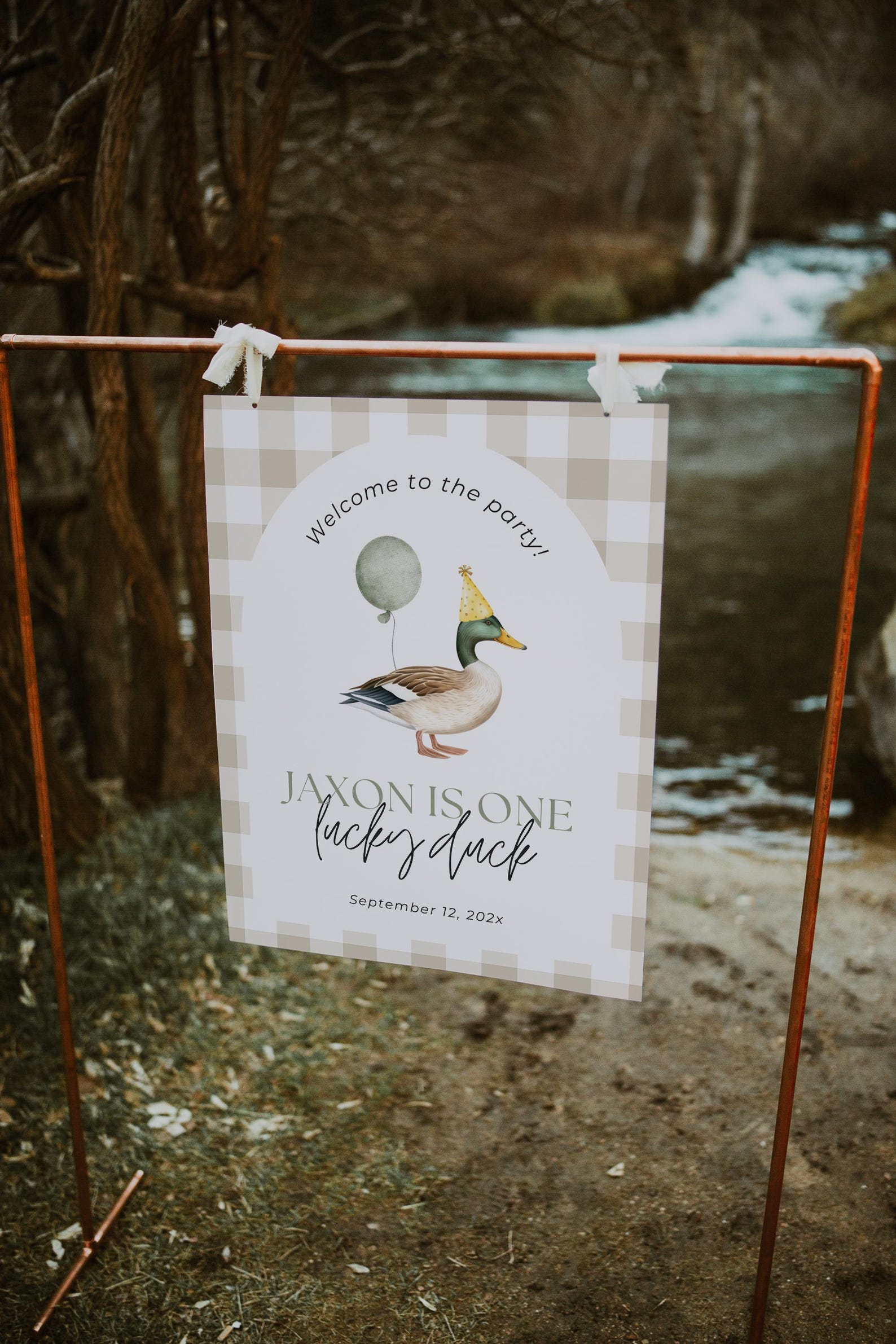 One Lucky Duck Birthday Welcome Sign Template Duck Theme 1st Birthday ...