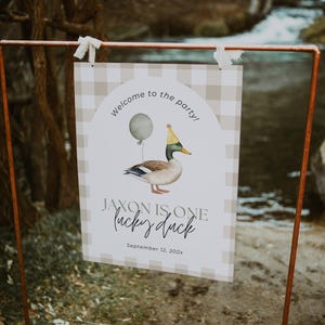 One Lucky Duck Birthday Welcome Sign Template Duck Theme 1st Birthday ...