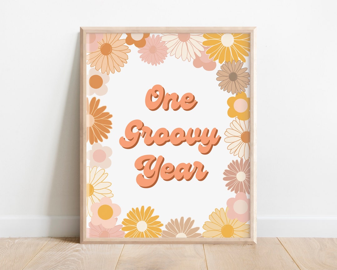 Printable Groovy Birthday Party Decor One Groovy Girl Sign 70s Daisy ...