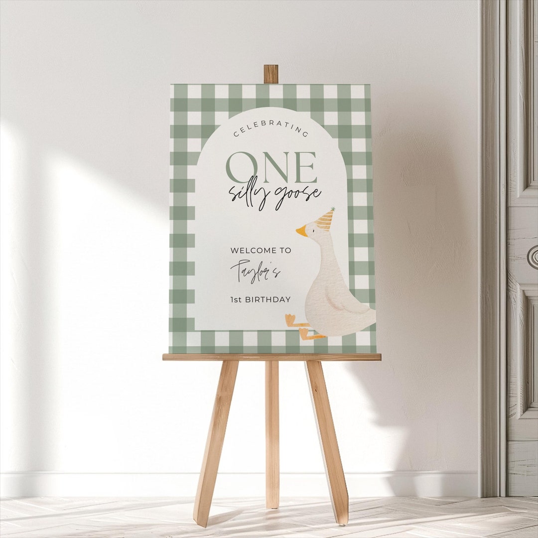 One Silly Goose Birthday Party Decor Editable Welcome Sign Silly Goose ...