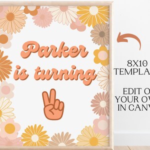 Editable Groovy Birthday Party Decor Two Groovy Birthday Party Sign ...