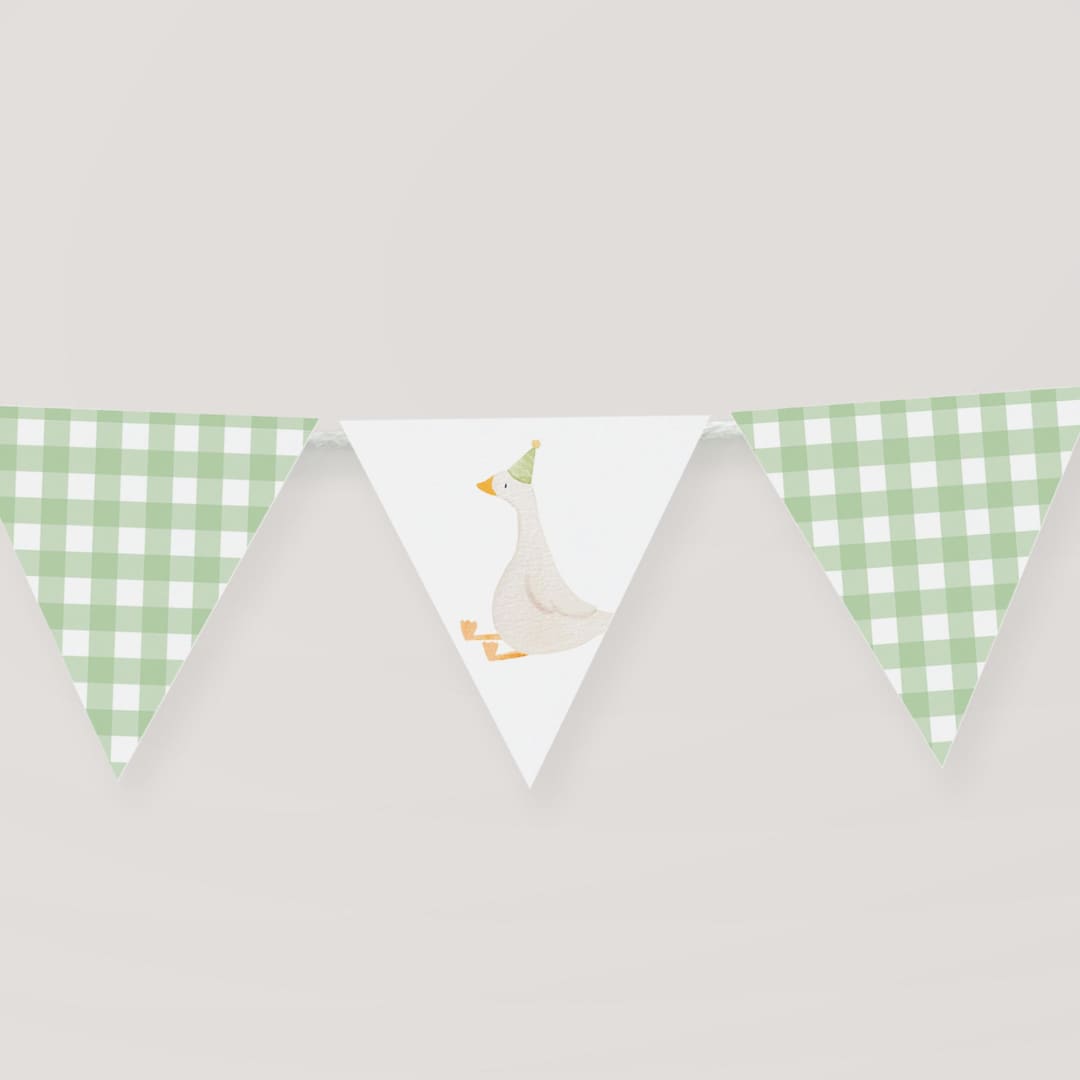 Printable Silly Goose Birthday Banner Green Plaid Goose Theme Party ...