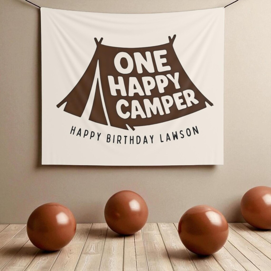 One Happy Camper Custom Banner Boy Camping 1st Birthday Photo Backdrop ...