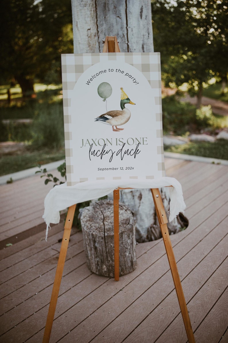 One Lucky Duck Birthday Welcome Sign Template Duck Theme 1st Birthday ...
