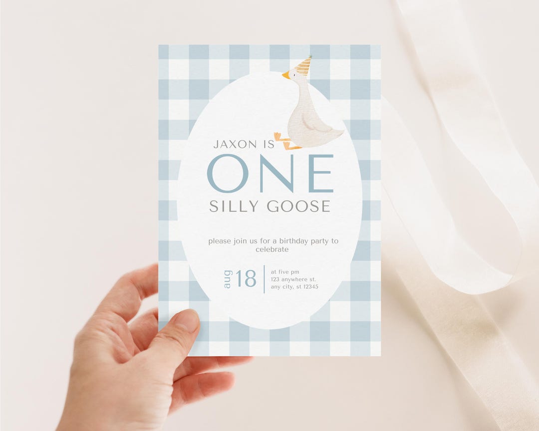 Editable One Silly Goose Birthday Invitation Template First Birthday ...