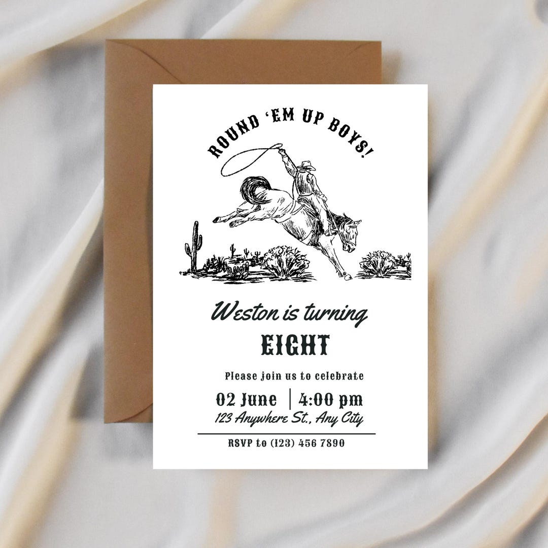 Editable Cowboy Birthday Party Invitation Template Western Birthday ...