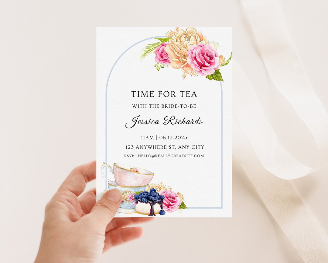Editable Time for Tea With the Bride to Be Invite Tea Party Bridal ...