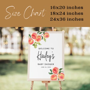 Editable Peach Baby Shower Welcome Sign A Little Peach is on the Way ...