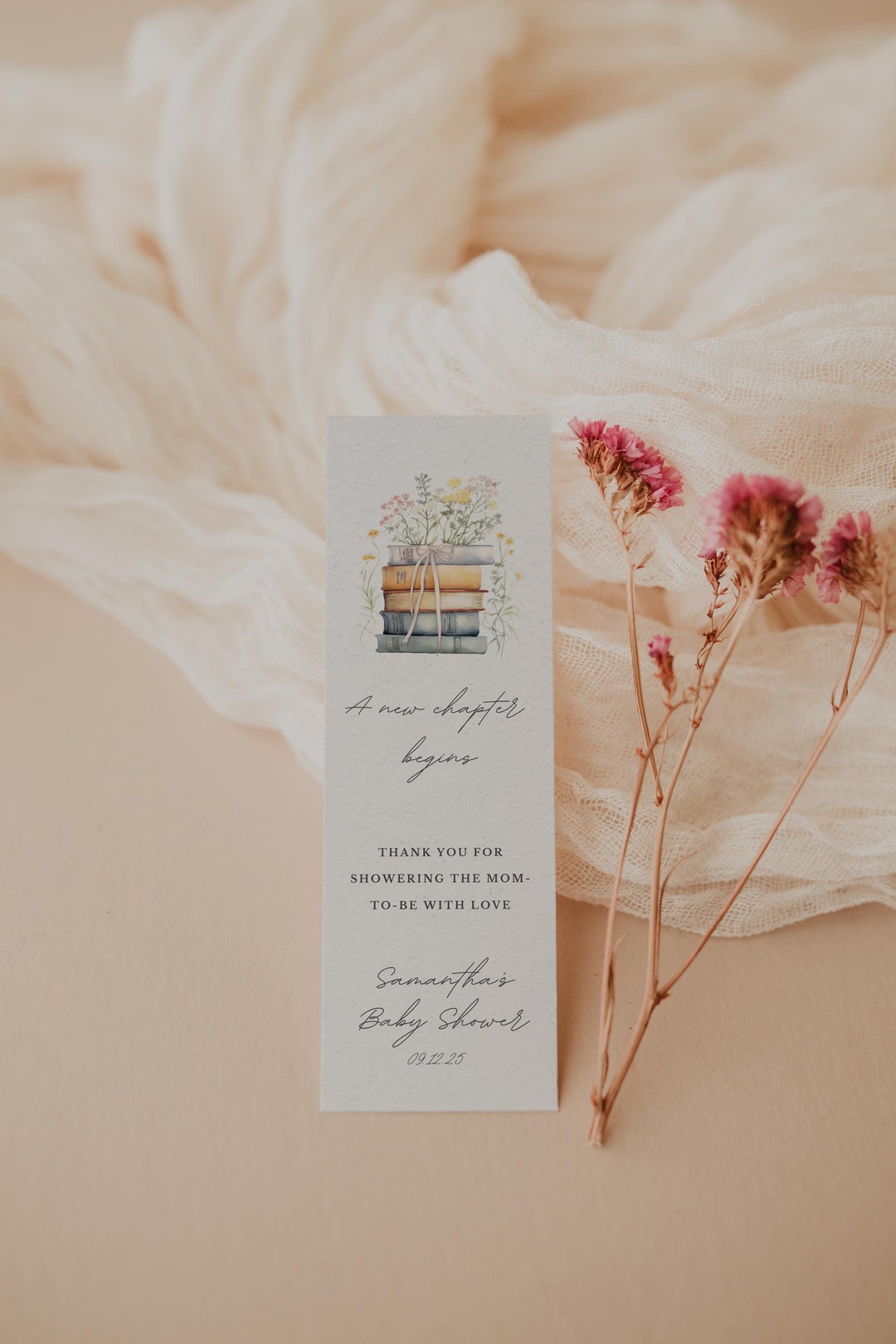 Printable New Chapter Baby Shower Printable Bookmark Favor Tag ...