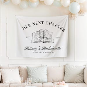 Book Lover Bachelorette Wall Tapestry Her Next Chapter Custom Banner ...
