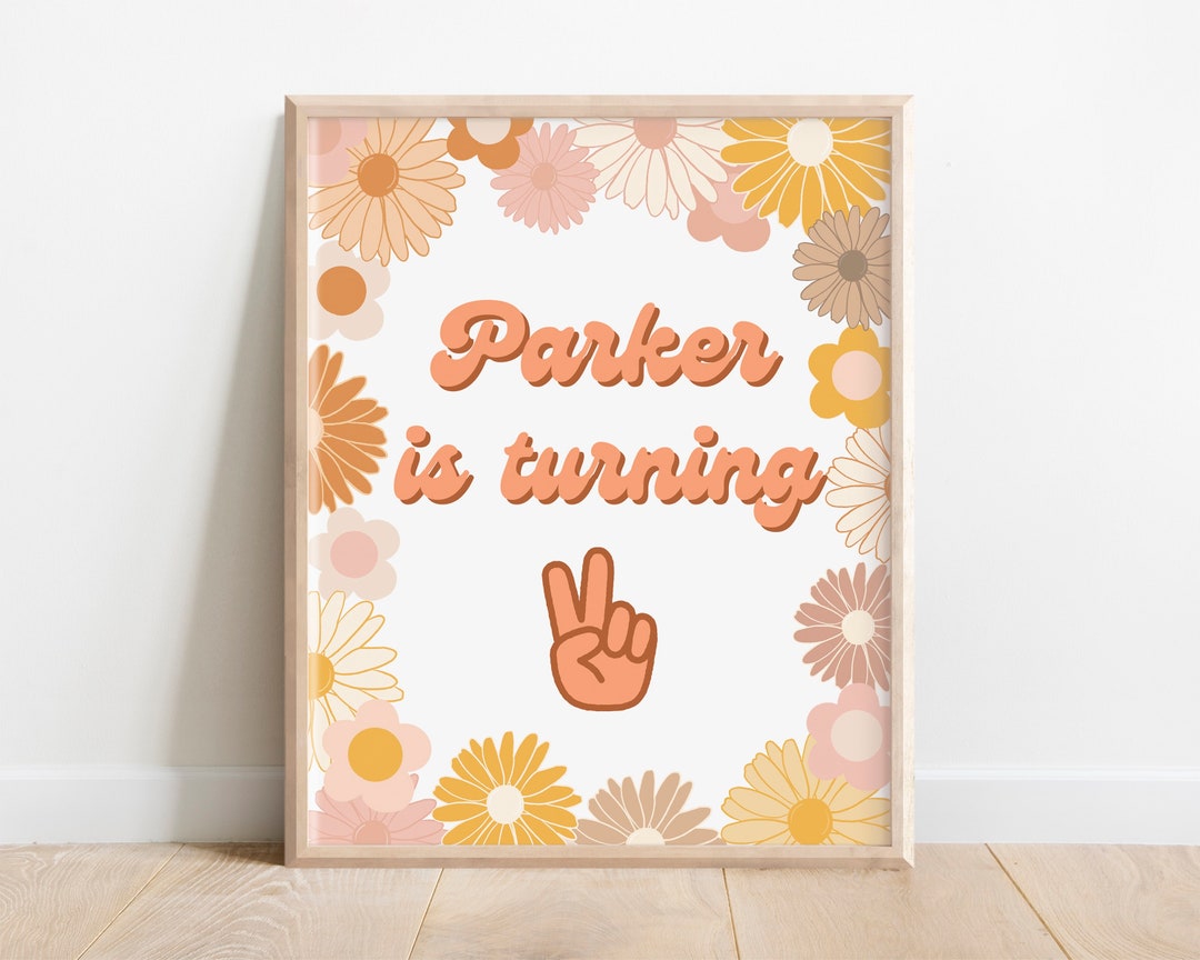 Editable Groovy Birthday Party Decor Two Groovy Birthday Party Sign ...