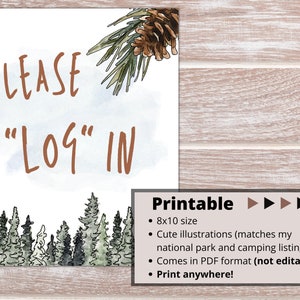 Printable Guest Book Sign Woodland Theme Please Log in National Park ...