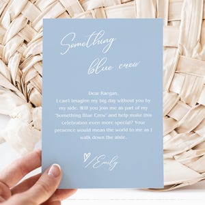 Editable Something Blue Crew Proposal Card Template Be My Something ...