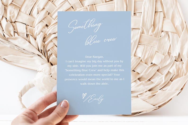 Editable Something Blue Crew Proposal Card Template Be My Something ...