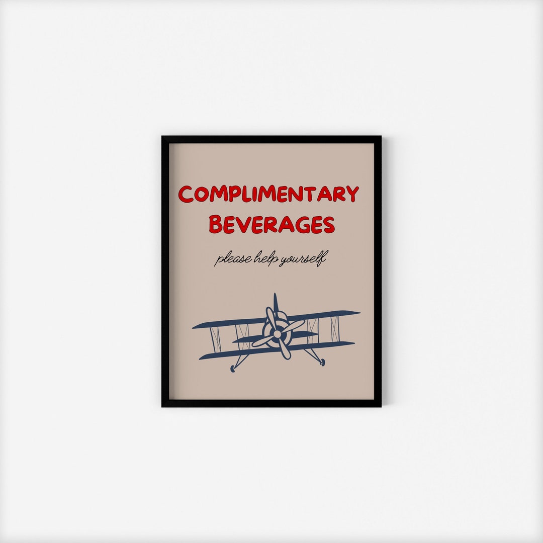 Printable Vintage Airplane Birthday Drinks Sign Travel Theme Birthday ...