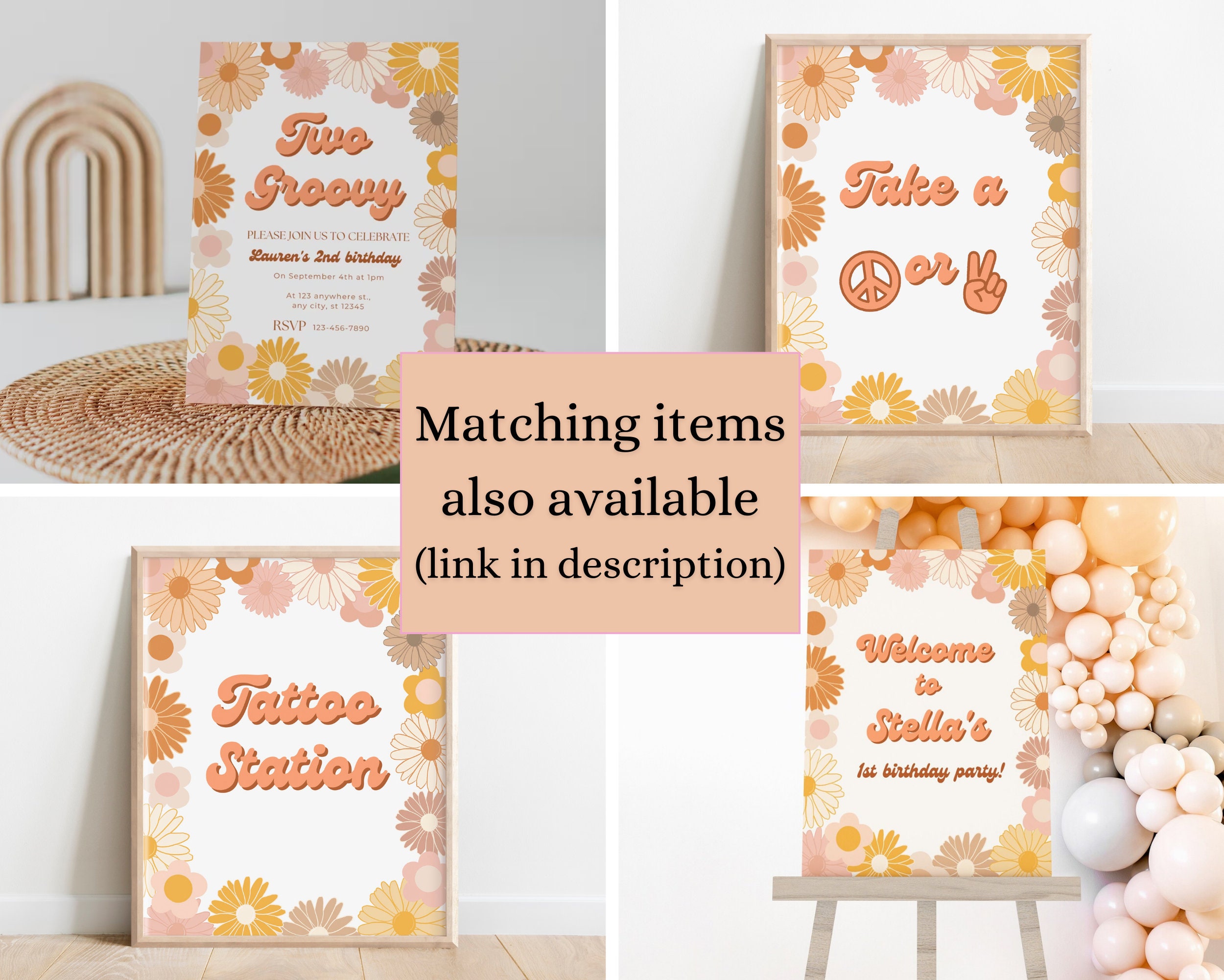 Printable Groovy Birthday Party Decor Groovy Goodies Sign 70s Daisy ...