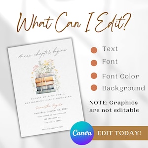 Editable Storybook Retirement Invitation Teacher New Chapter is About ...