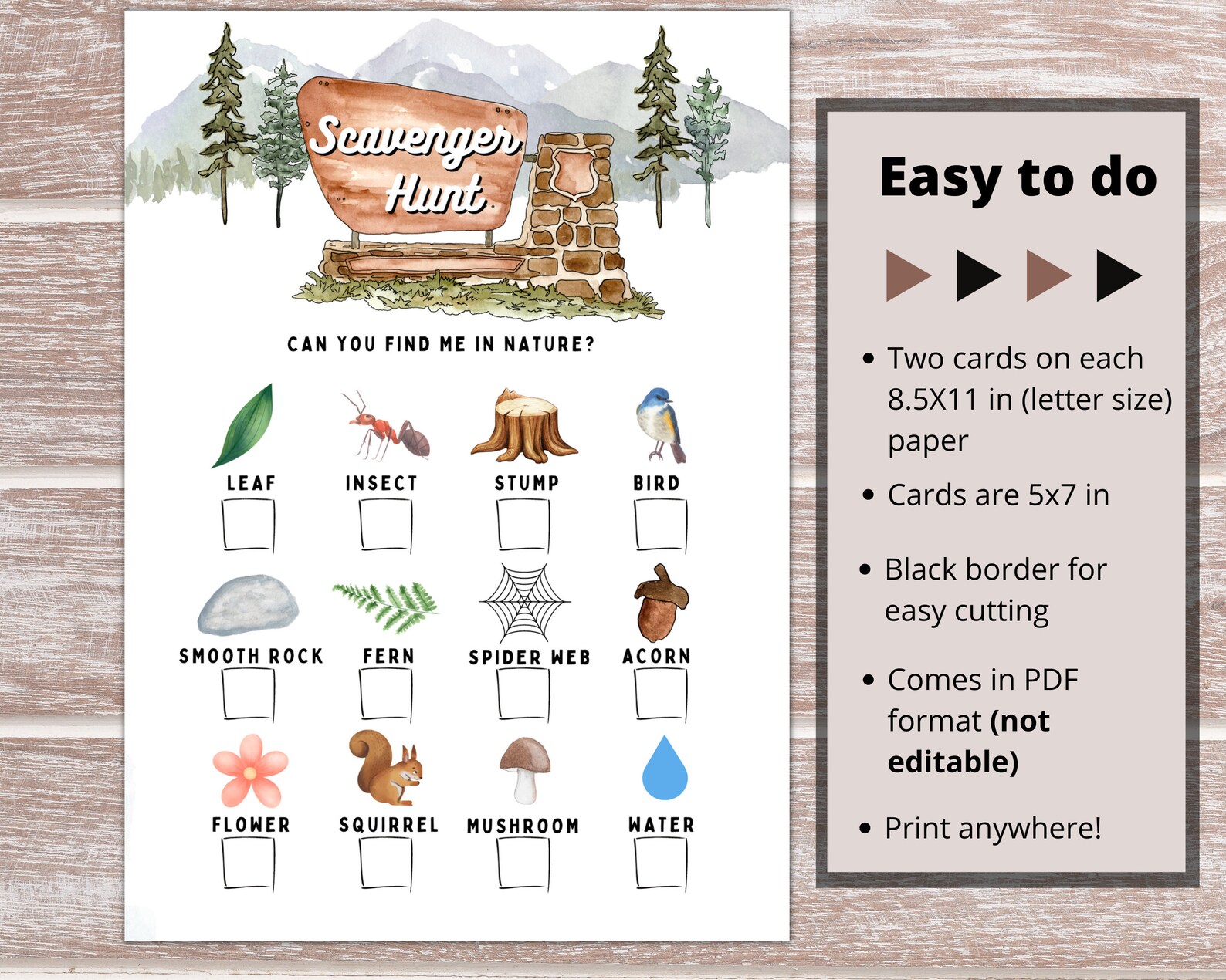 National Park Kid Scavenger Hunt Instant Download National | Etsy