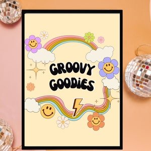 Printable Groovy Birthday Party Decor Groovy Goodies Dessert Table Sign ...