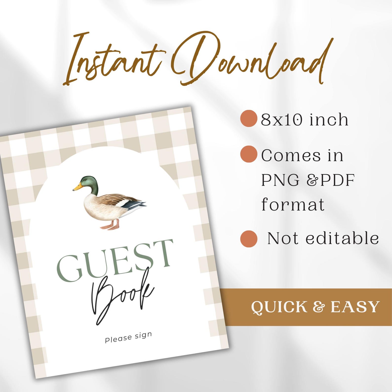 Printable Mallard Duck Baby Shower Guest Book Sign Duck Hunting Baby ...