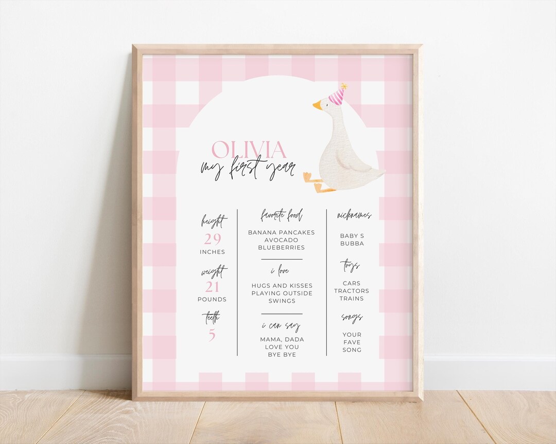 One Silly Goose Birthday Milestone Poster for Girl Editable First ...
