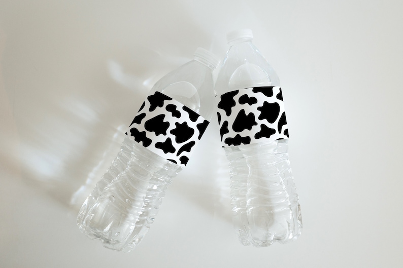 Printable Cow Print Water Bottle Labels Instant Download Cow Birthday ...