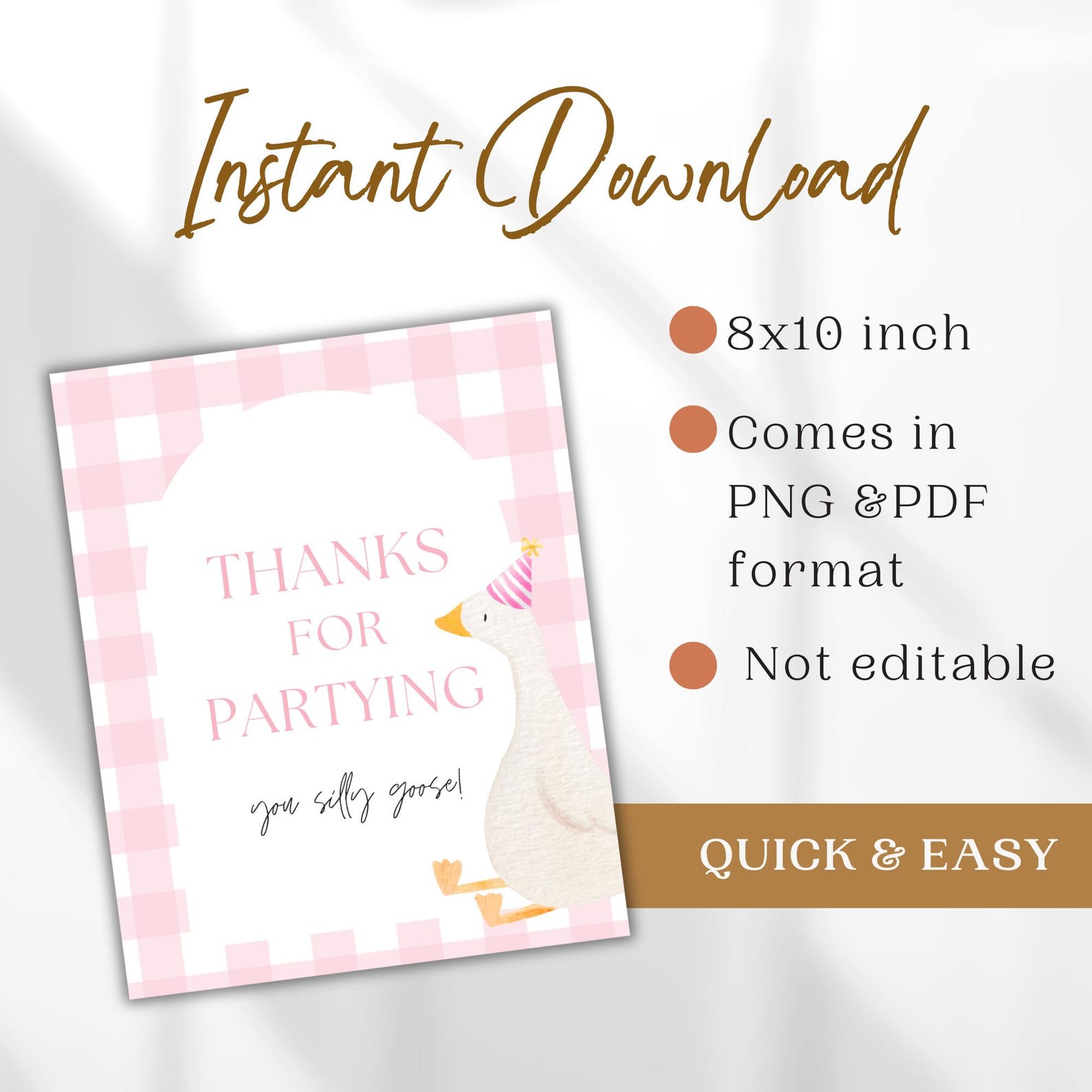 Printable Pink Silly Goose Birthday Thank You Sign Goose Theme 1st ...