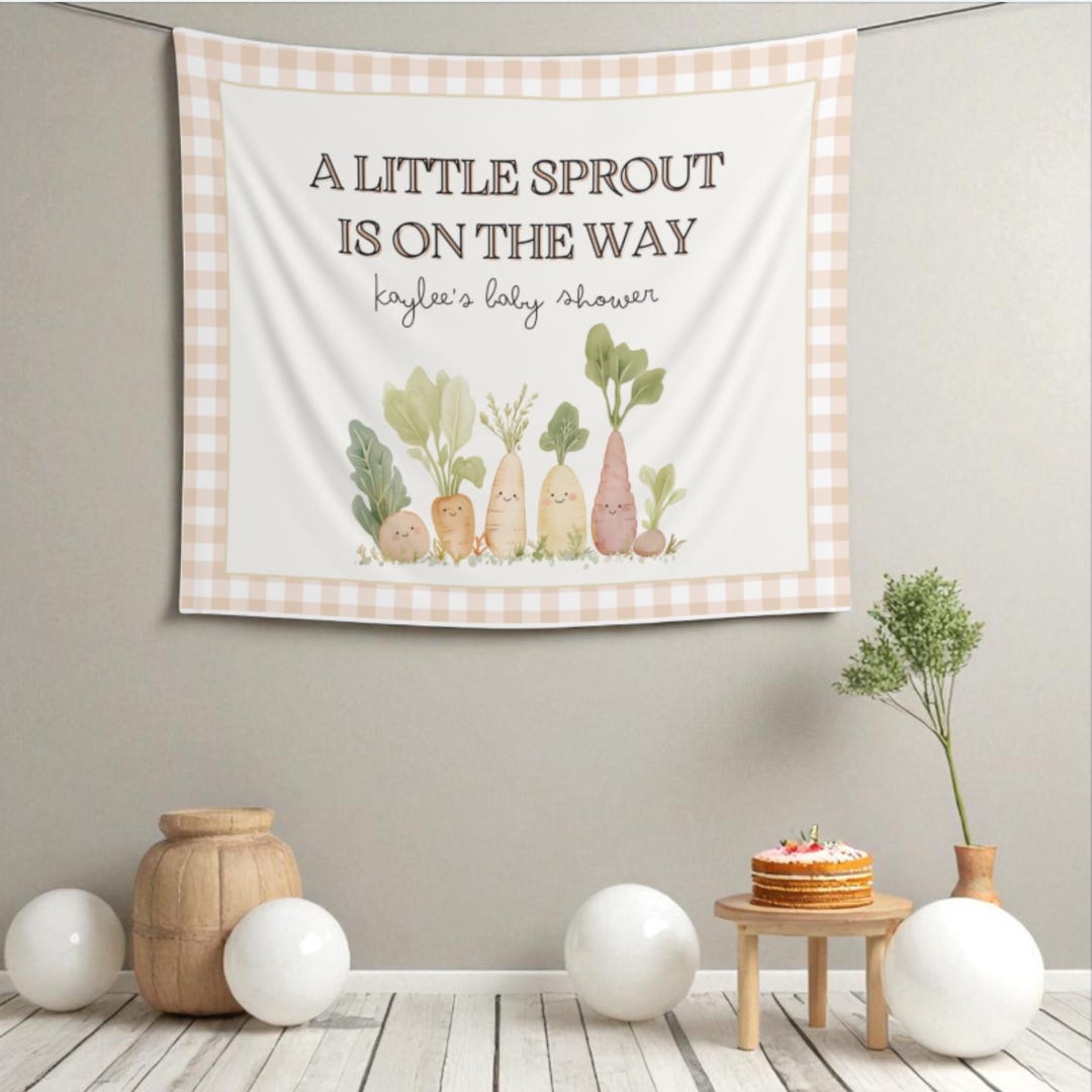 A Little Sprout Baby Shower Backdrop Locally Grown Baby Shower Custom ...