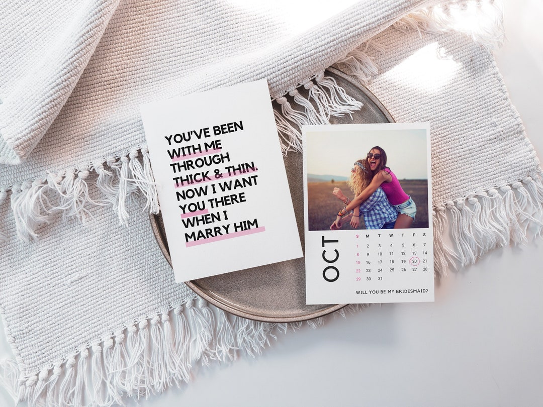 Editable Bridesmaid Proposal Calendar Card Modern Save the Date Card ...