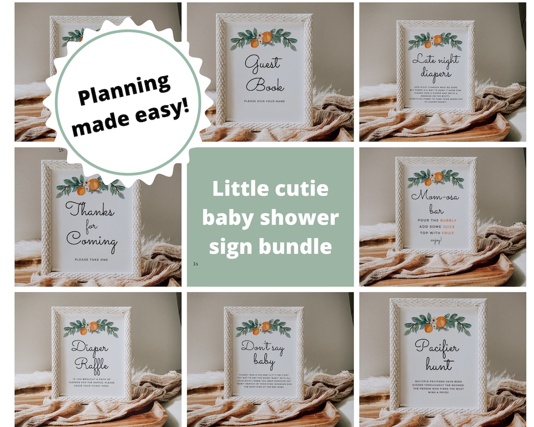 Little Cutie Baby Shower Sign Bundle Cutie Baby Shower Table Signs ...