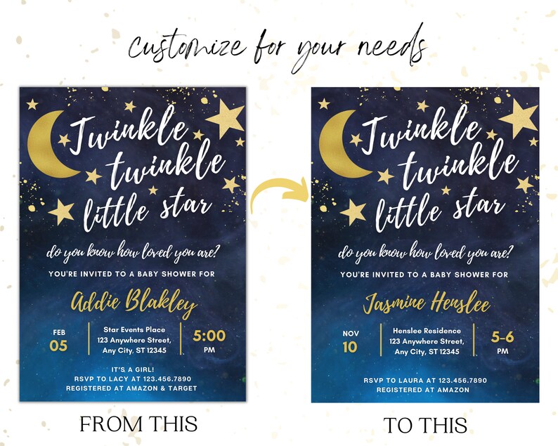 Editable Twinkle Little Star Baby Shower Invitation Stars - Etsy